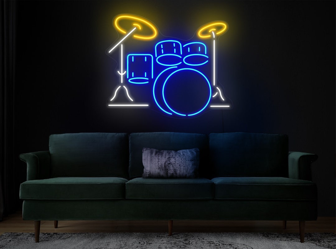 Drum Set Neon Sign, Drums Neon Sign, Drum Kit Neon Sign, Drummer Neon ...