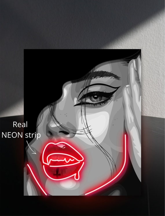 Vampire Neon Sign Vampire Lips Wall Art Vampire Led Sign - Etsy