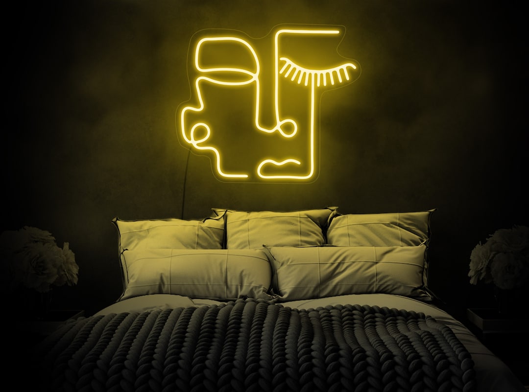 Abstract Face Neon Sign, Neon Sign Art, Abstract Neon Sign, Face Neon ...