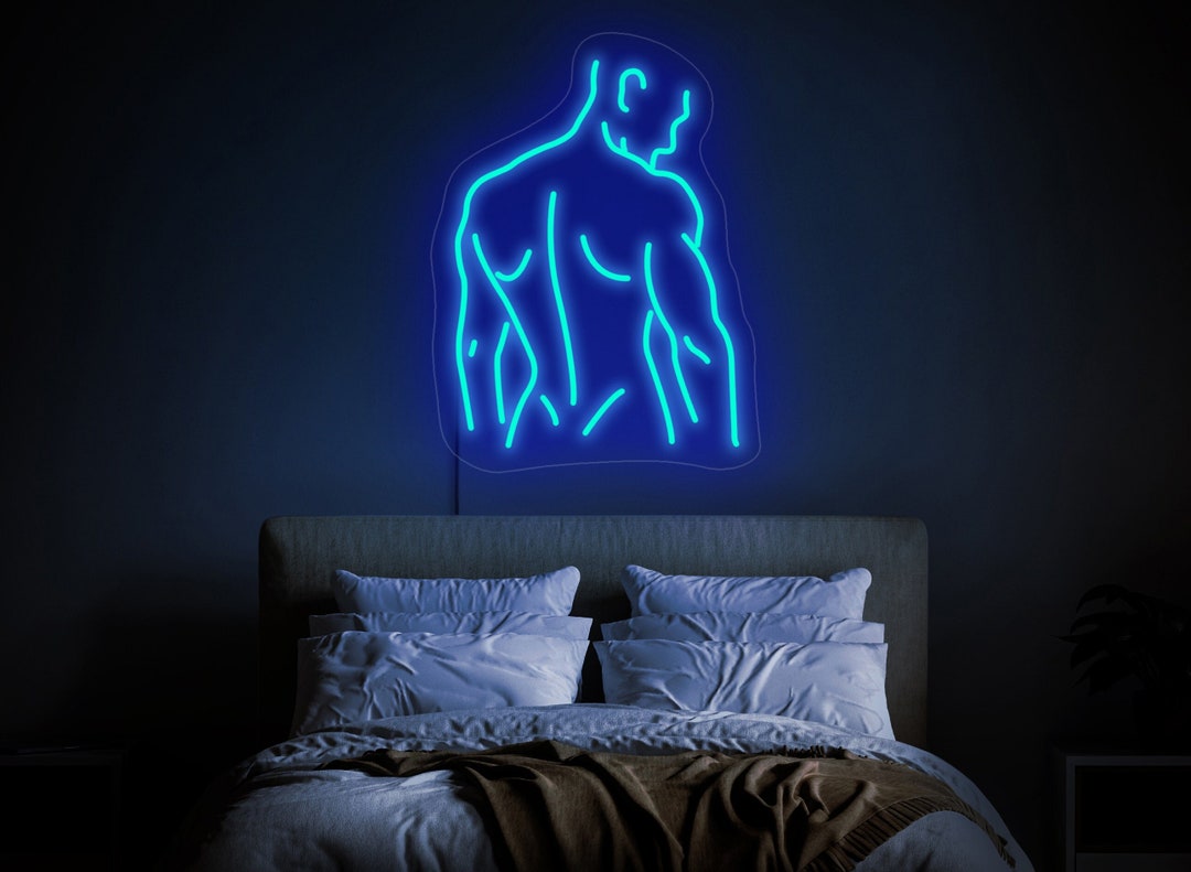 Man Body Neon Sign, Naked Man Neon Sign, Athletic Neon, Gay Neon, Male ...