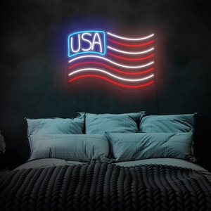 USA Flag Neon Sign, American Flag Neon Sign, American Flag Led ...