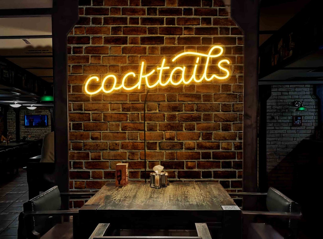 Cocktails Neon Sign, Cocktails Led Sign, Drinks Neon Sign, Neon Sign ...