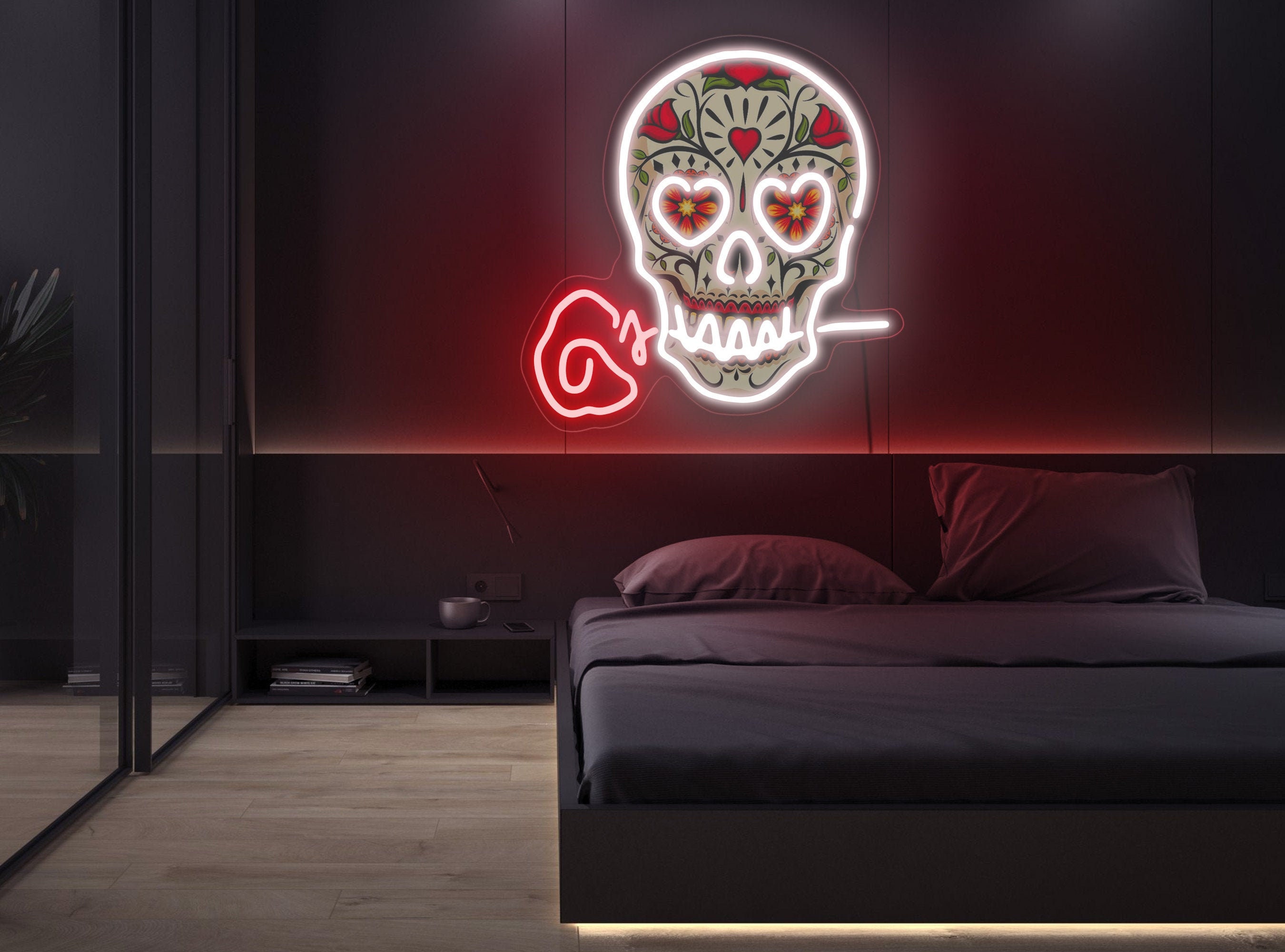 Sugar Skull Neon Sign Skull Led Sign Skull Light Sign Sugar - Etsy UK