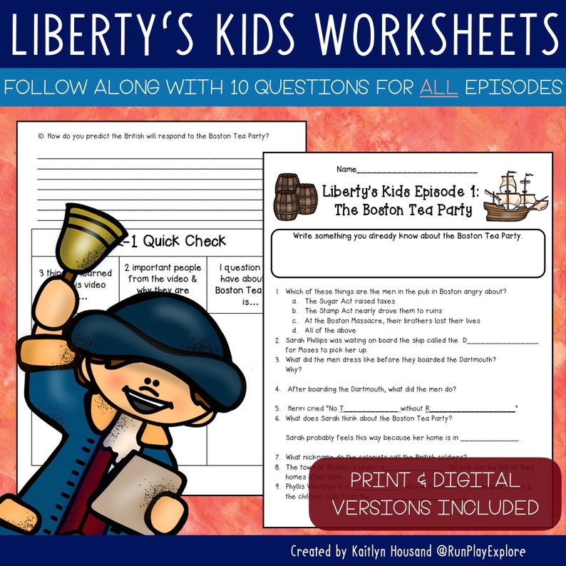 Liberty's Kids Worksheets for ALL Episodes - Print and Digital Format ...