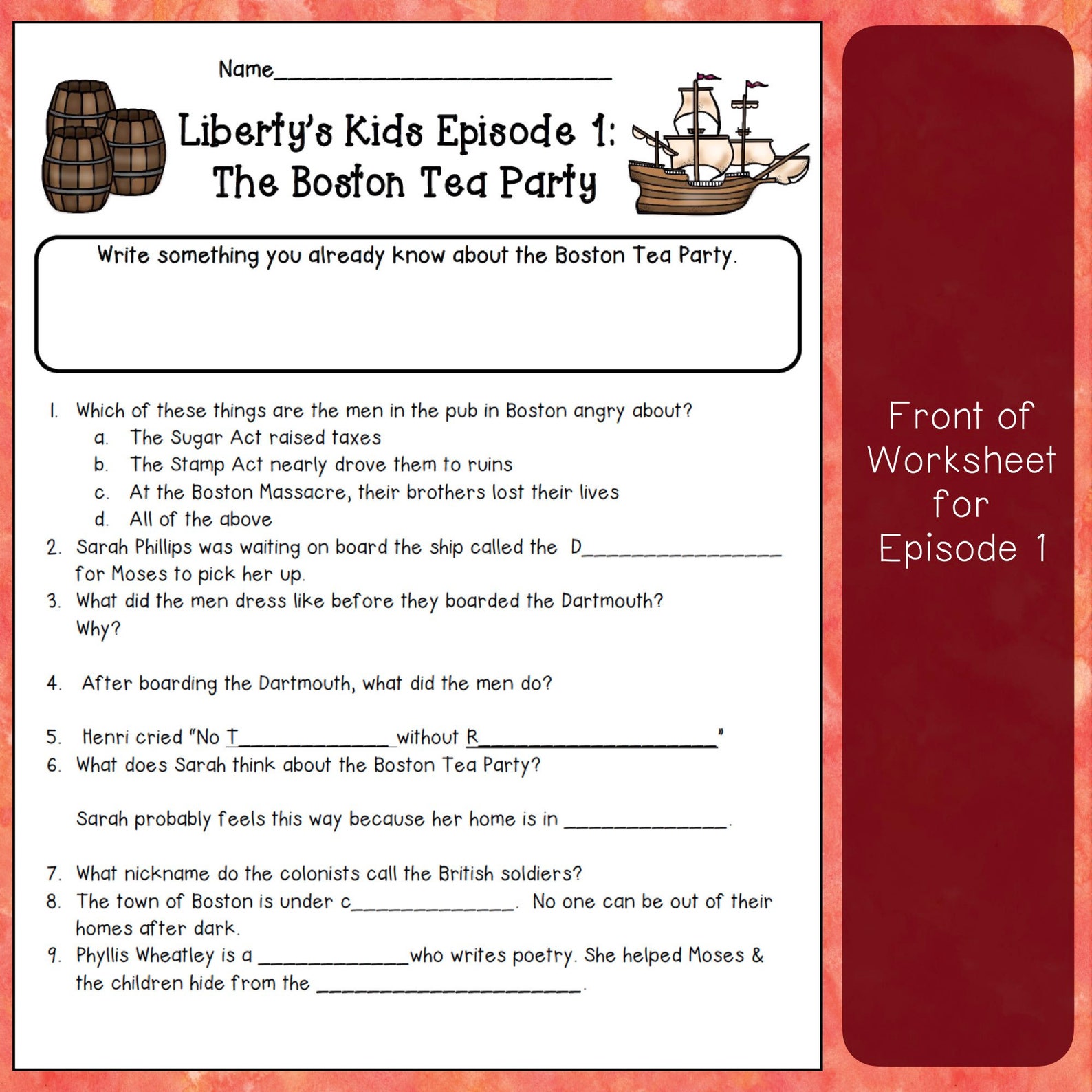 Liberty's Kids Worksheets for ALL Episodes - Print and Digital Format ...