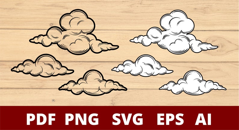 Clouds Svg Digital for Cut, SVG Clouds, Sky Pdf, PGN, Vector, Clipart ...