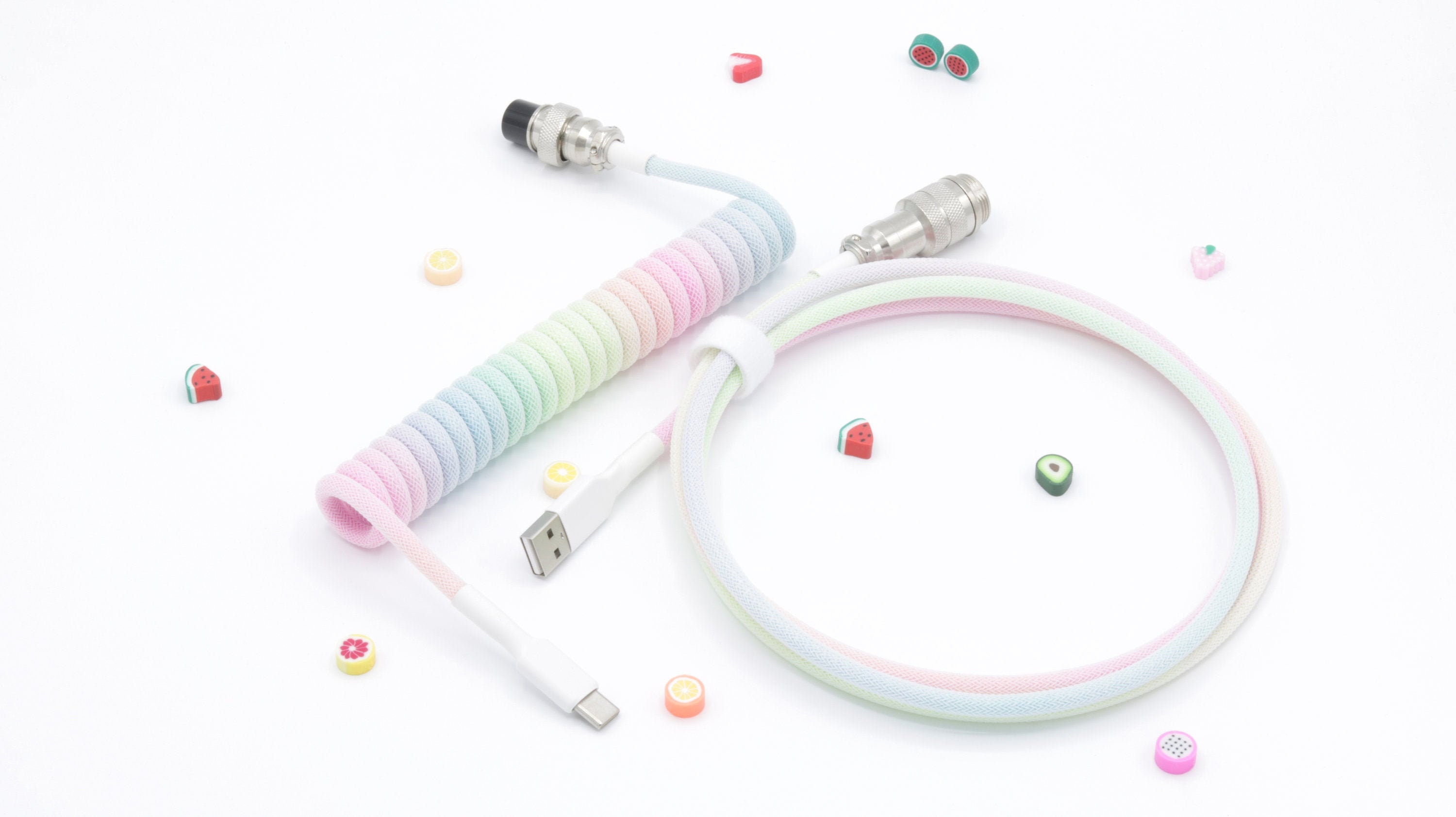 Coiled Detachable Keyboard Cable Rainbow multicolour | Etsy