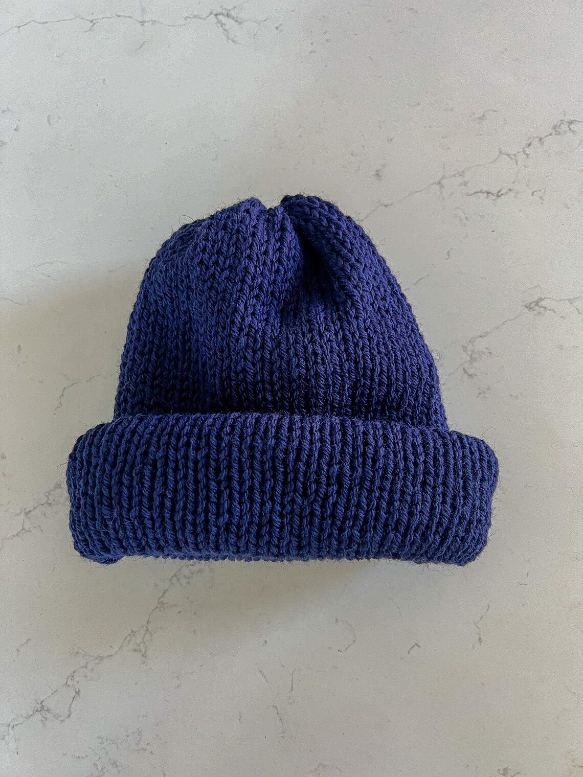 Ready-to-ship Handmade Deep Ocean Winter Hat | Navy Blue Knit Beanie ...