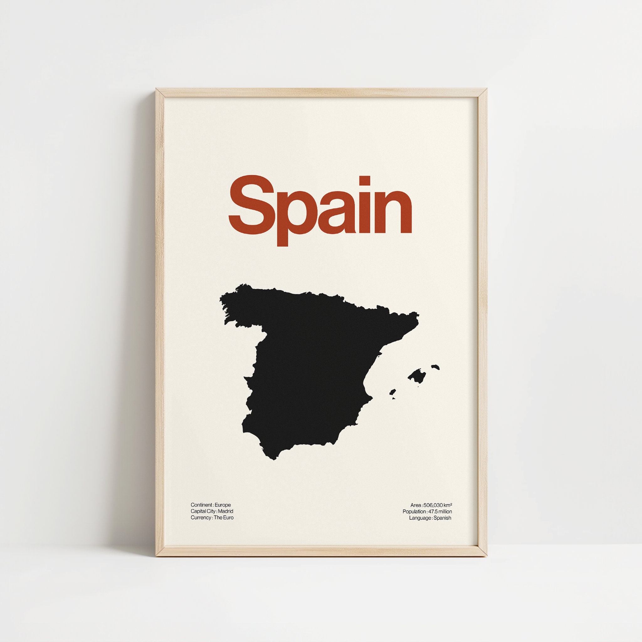 Minimalistic Spain Poster, Spain Map Print, Spain Wall Art, Spain Map ...