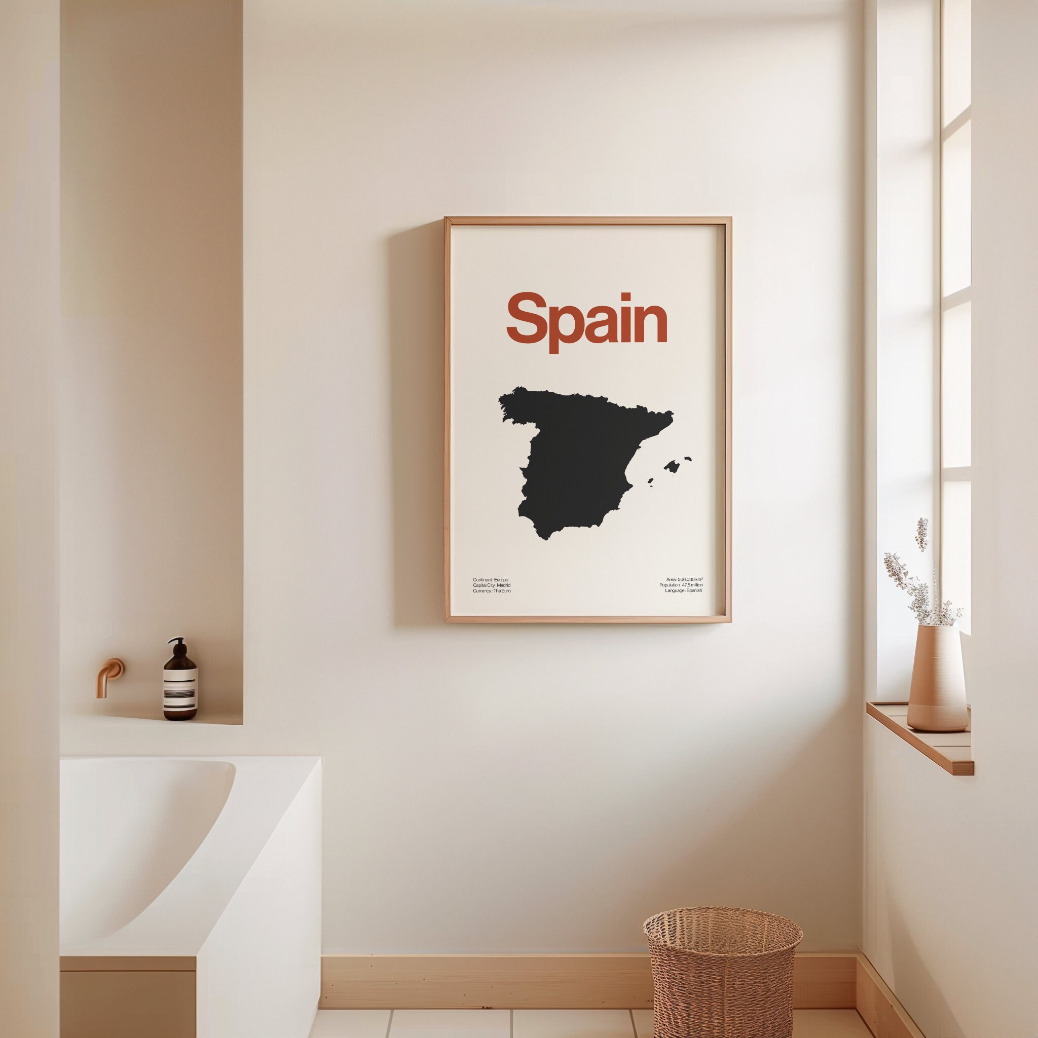 Minimalistic Spain Poster, Spain Map Print, Spain Wall Art, Spain Map ...