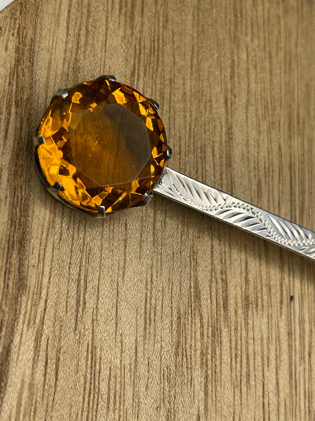 Vintage Sterling Silver and Topaz Brooch - Etsy