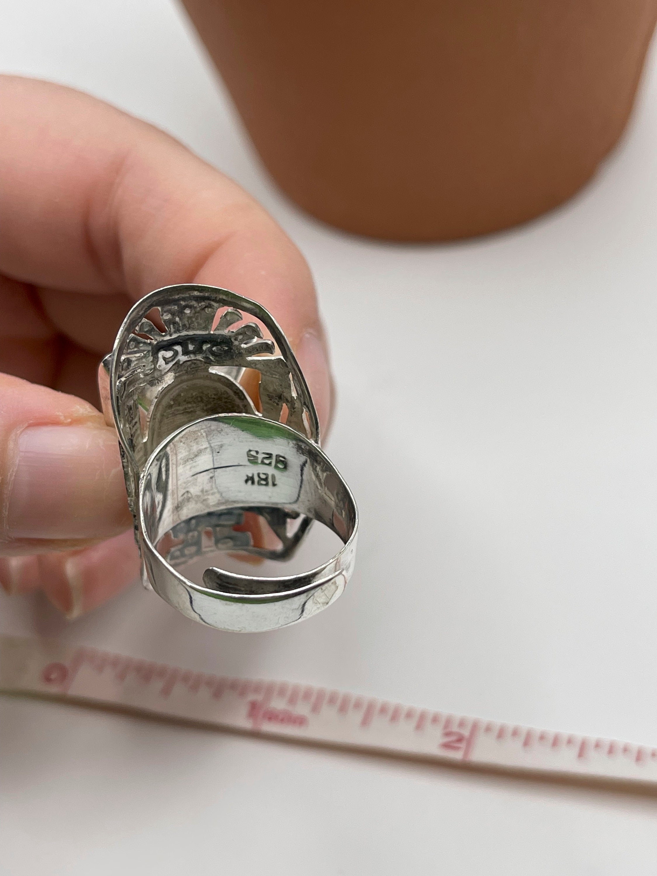 Vintage 18k and Sterling Peruvian Ring - Etsy