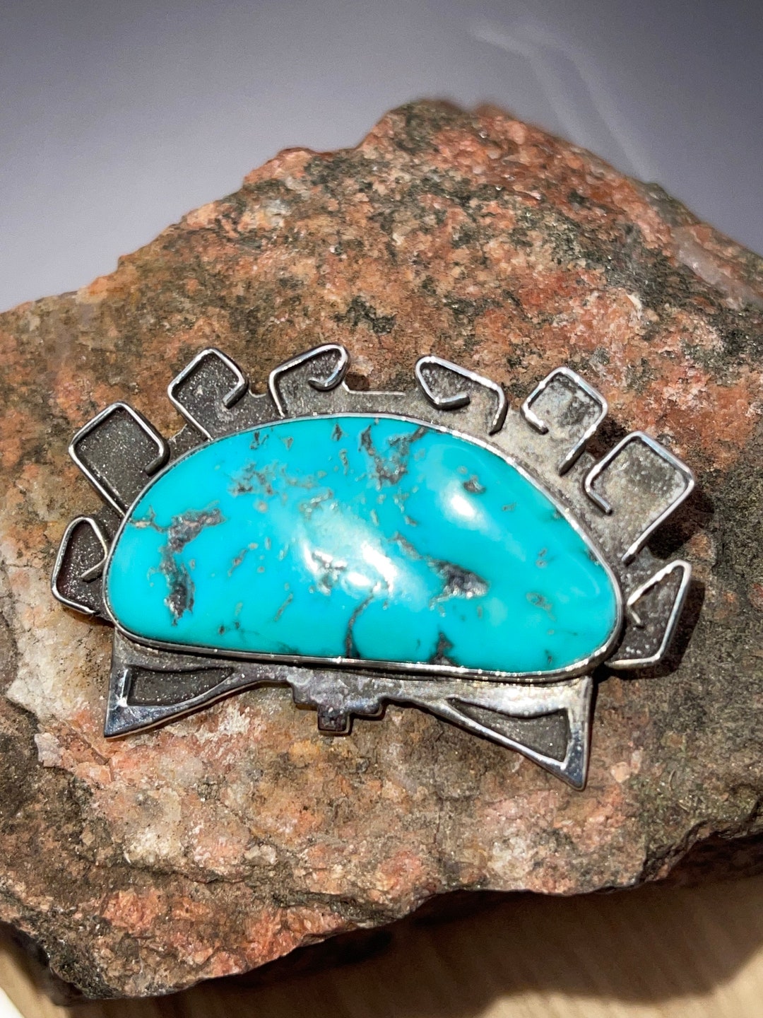 Vintage Turquoise Brooch - Etsy
