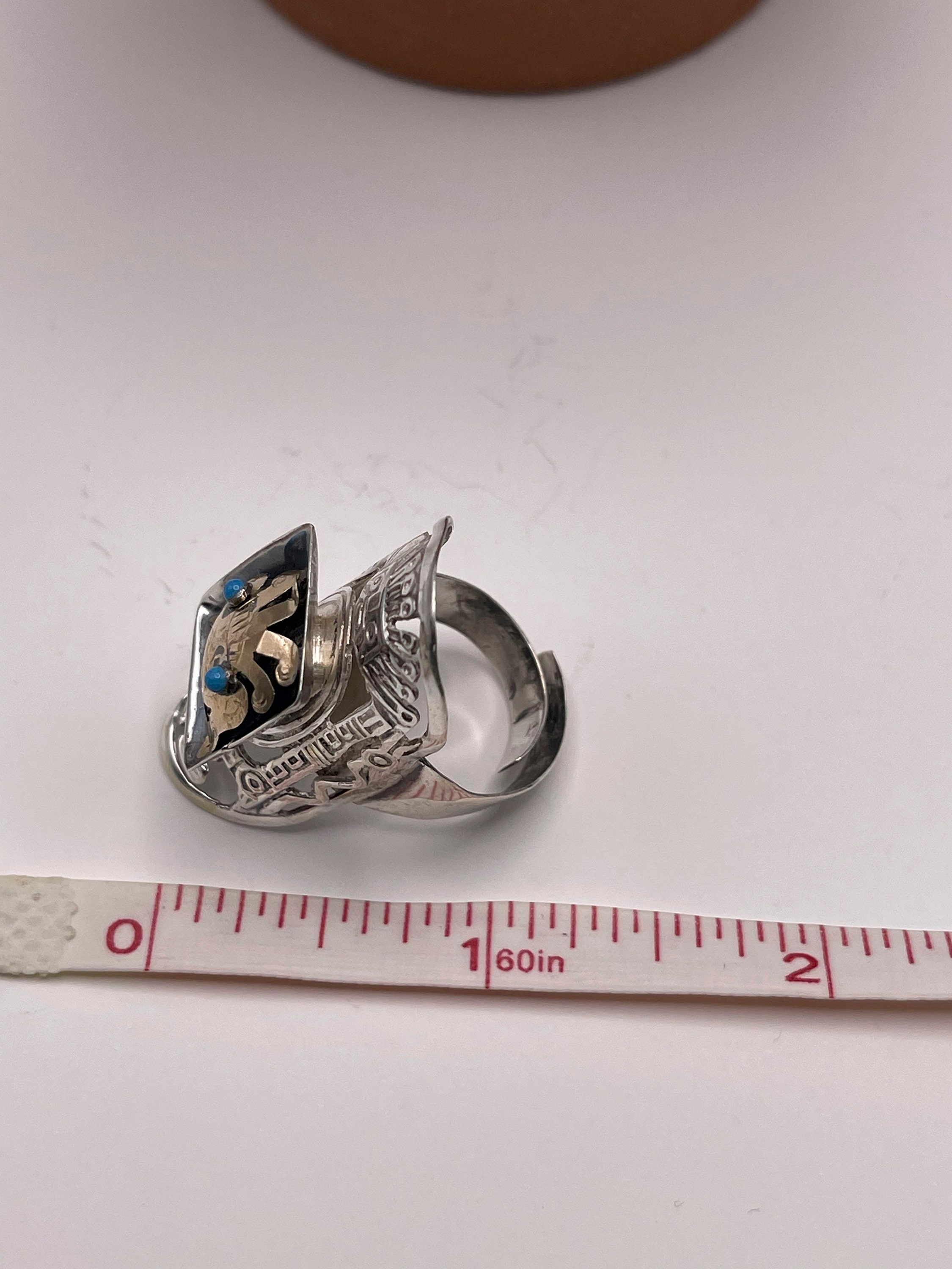 Vintage 18k and Sterling Peruvian Ring - Etsy