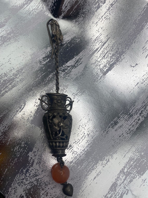 Antique Silver Needle Holder Pendant - Gem