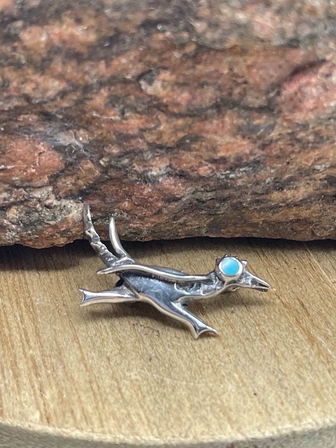 Vintage Turquoise Road Runner Brooch - Etsy