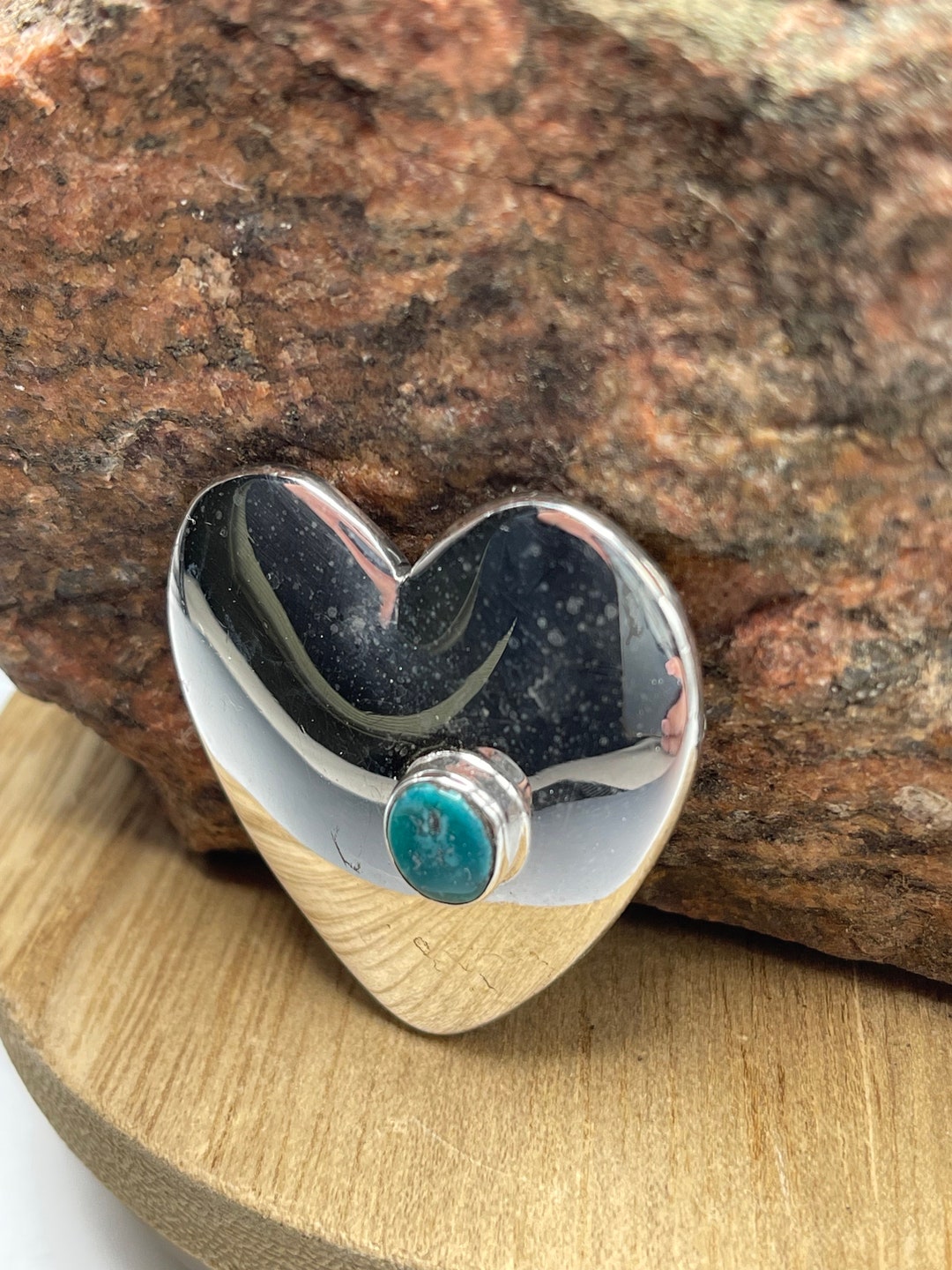 Vintage Turquoise Heart Brooch - Etsy
