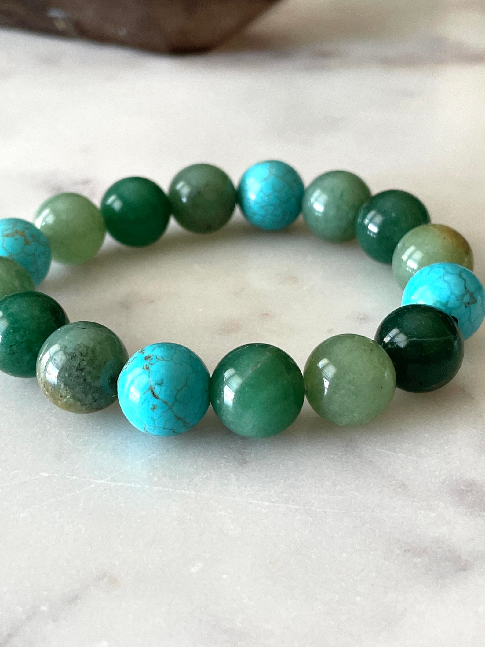 Turquesa & Pulsera de aventurina / Pulsera de cristal curativo - Etsy ...