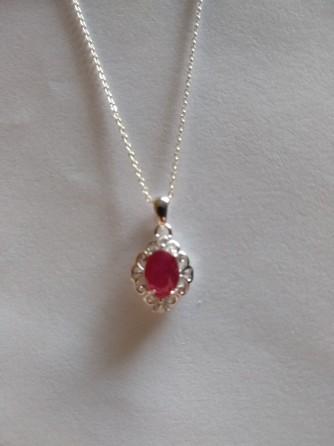 Genuine Ruby Necklace Pendant, Sterling 1 Mm Cable Link Chain, 18 In, Spring Ring Clasp - Etsy