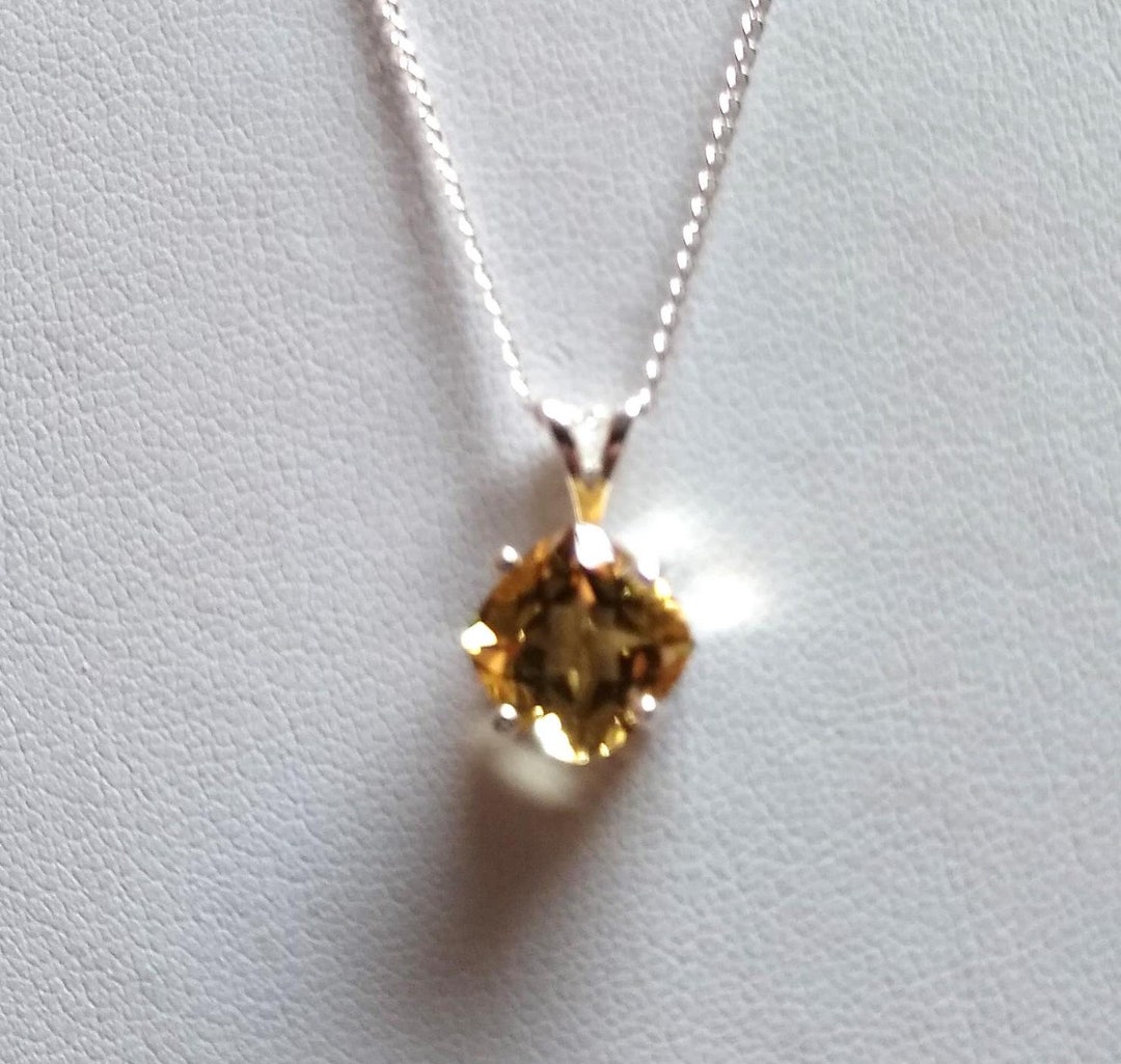 Genuine Golden Beryl Necklace Pendant, 1.1mm Sterling Curb Link Chain ...