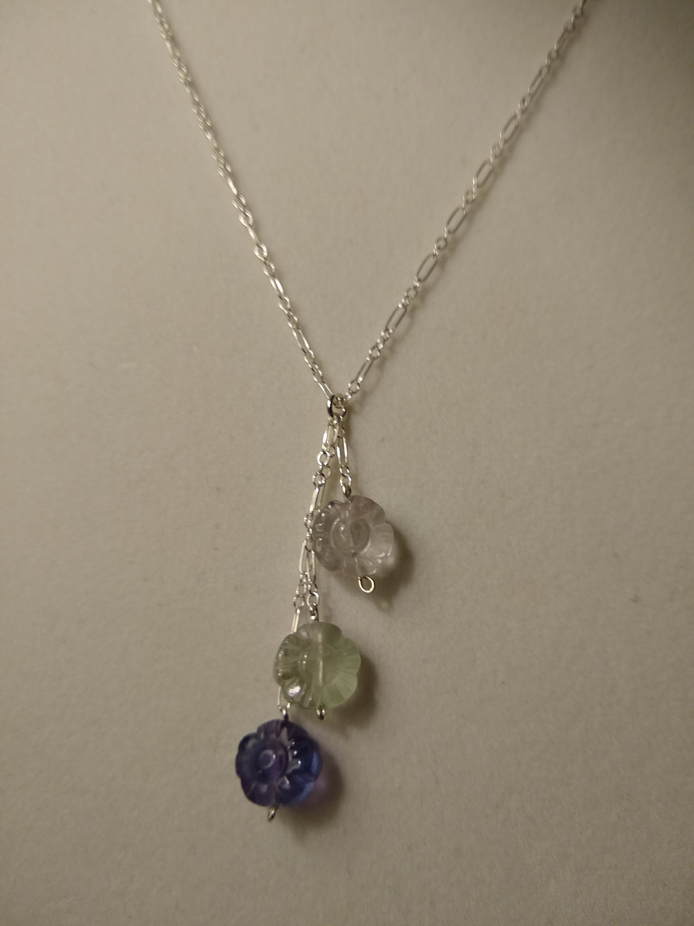 Collar de lariat de plata de ley de 18 en flores de fluorita - Etsy España