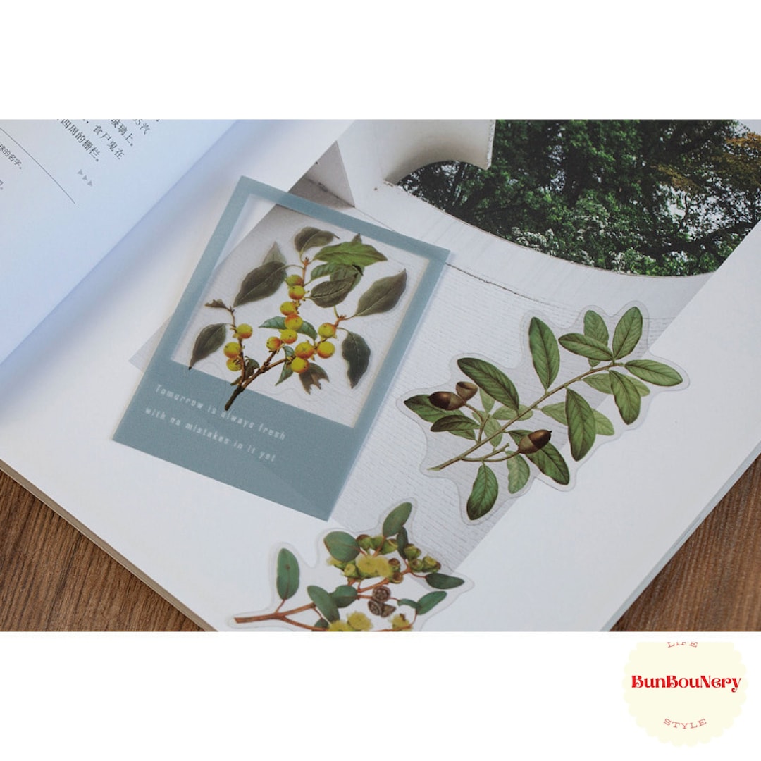 40 Pcs Vinyl Leaves & Flower Stickers Pack | Botanical Stickers Flower ...