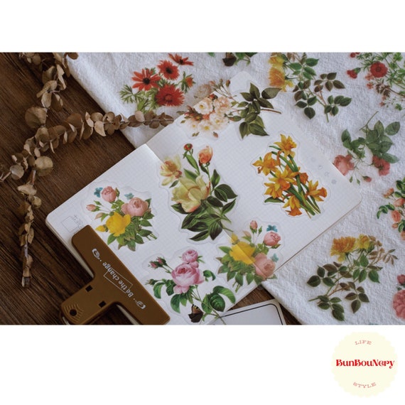 40 Pcs Waterproof Flower Stickers Pack Botanical Stickers - Etsy