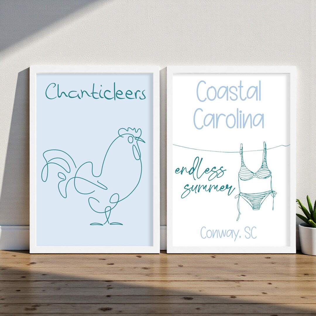 Coastal Carolina University Set of 2 Dorm Room Prints, CCU Teal Nation ...