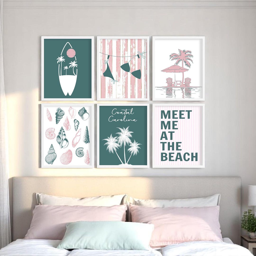 CCU Pink & Teal Dorm Room Wall Art Decor, Beachy Coastal Carolina ...