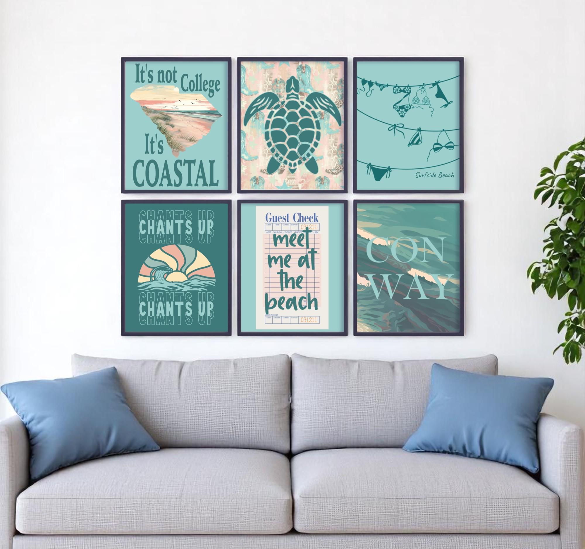 Coastal Carolina University Set of 6 Dorm Room Prints, CCU Teal Nation ...