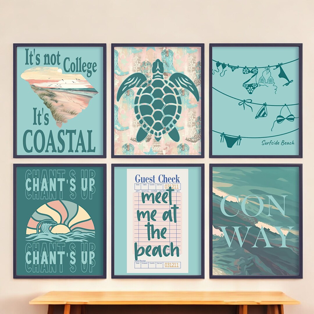 Coastal Carolina University Set of 6 Dorm Room Prints, CCU Teal Nation ...