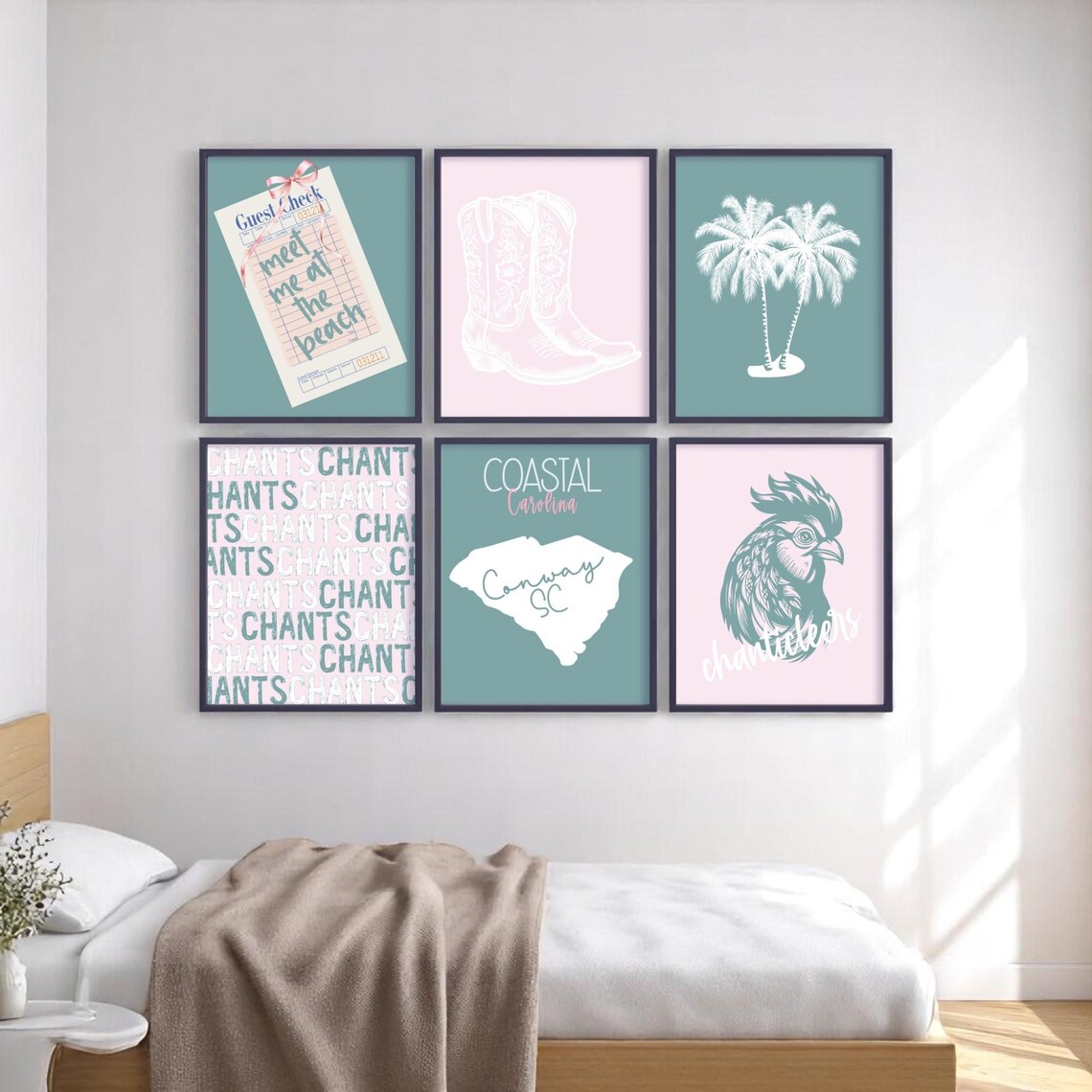Coastal Carolina University Dorm Room Prints, CCU Preppy Teal & Pink ...