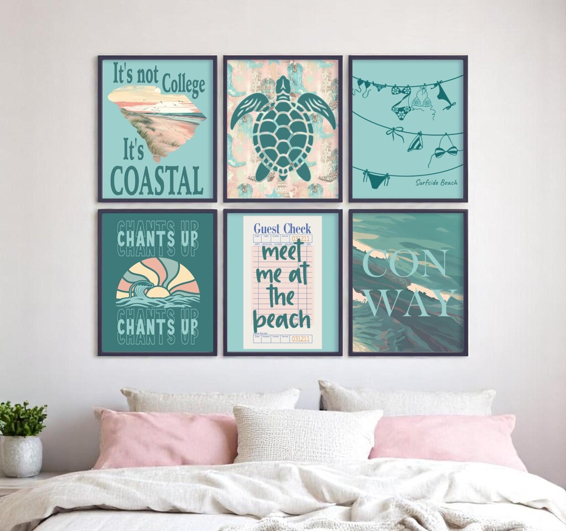 Coastal Carolina University Set of 6 Dorm Room Prints, CCU Teal Nation ...