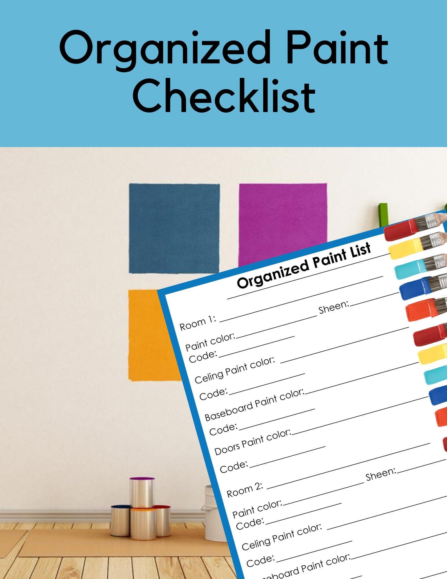 Wall Paint Checklist Keeping a Record of Your Paint Names and | Etsy