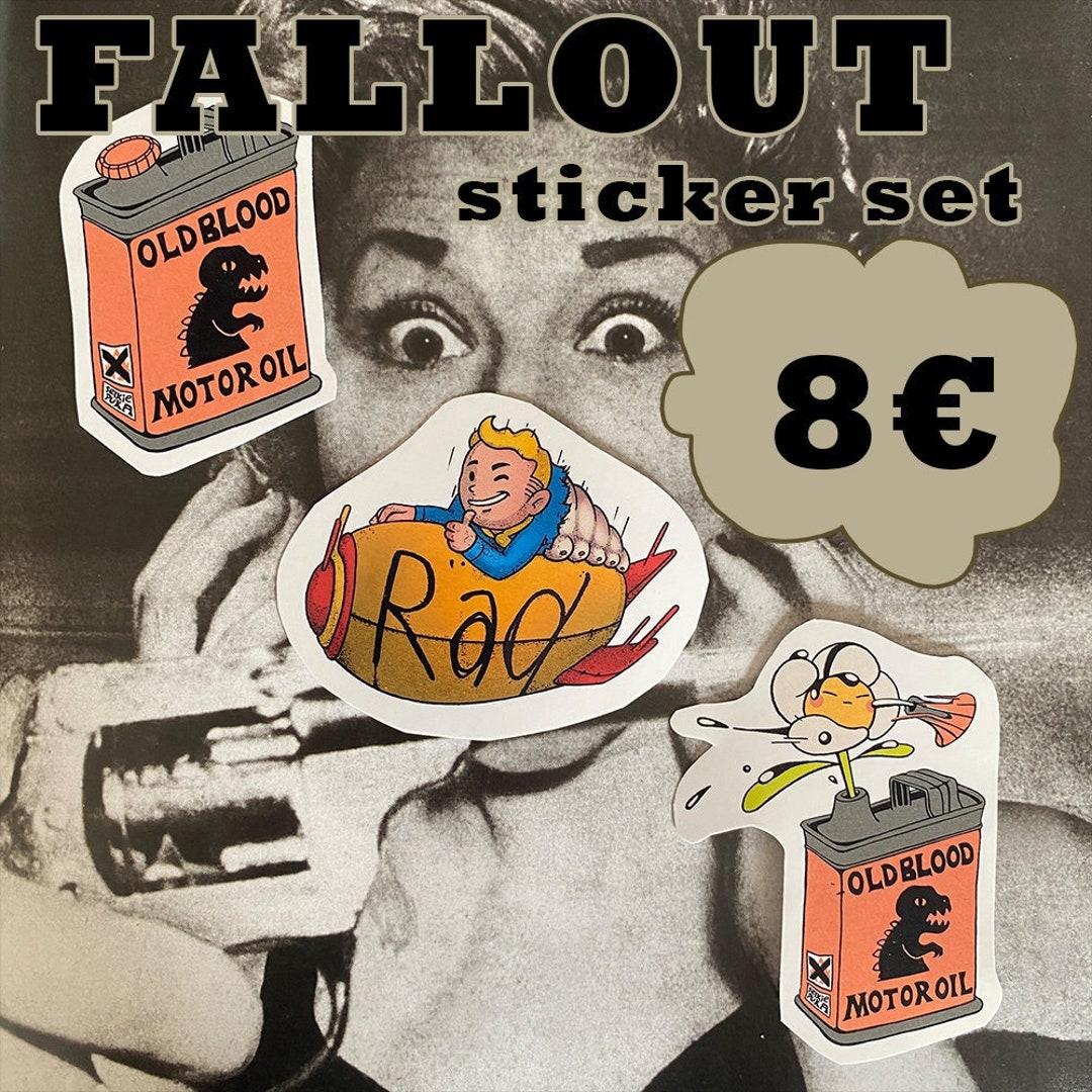 FALLOUT STICKER SET Radioactive Post Apocalypse Sticker 50s Retro ...