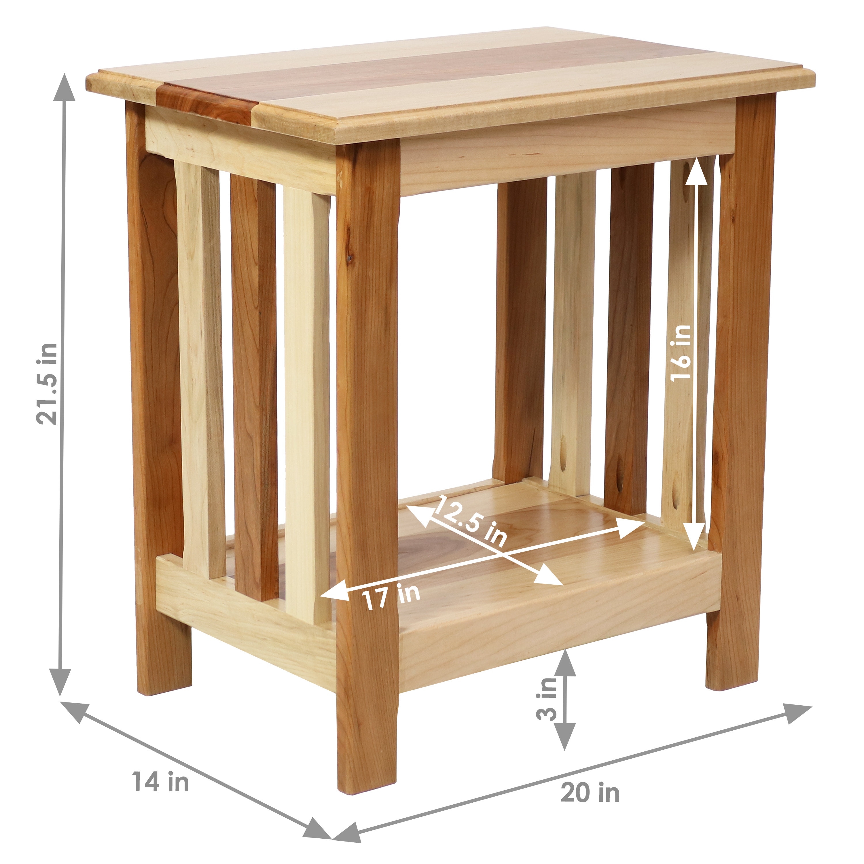 Handmade Amish Maple End Table: Mission Style, Nightstand, 21.5" Tall ...