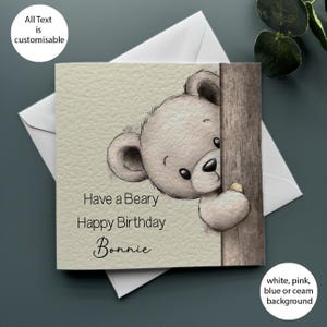 TEDDY BEAR Birthday Card, Personalised Birthday Card, a Customisable ...