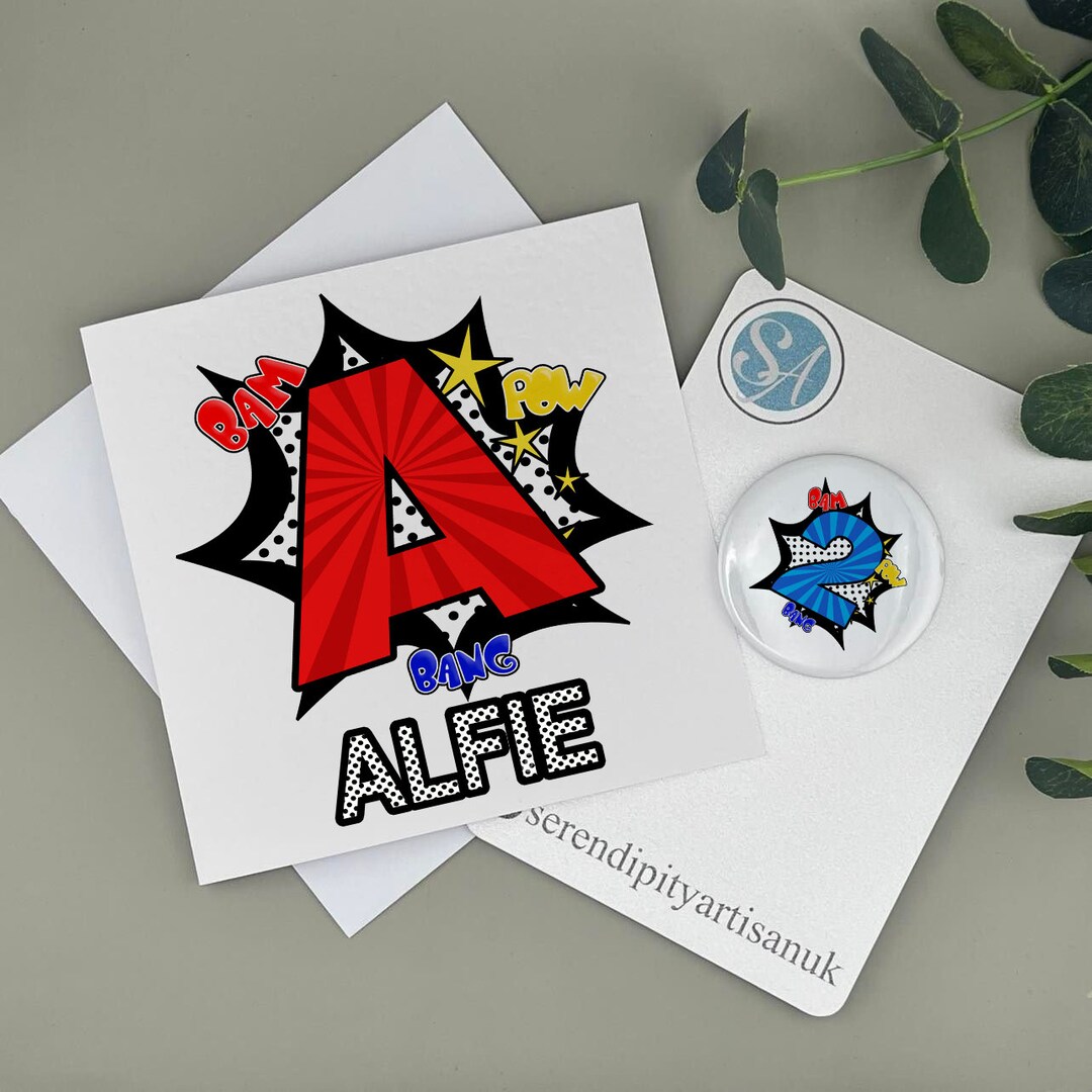 Personalised Comic Themed Card, Comic Hero Themed Birthday Card and ...