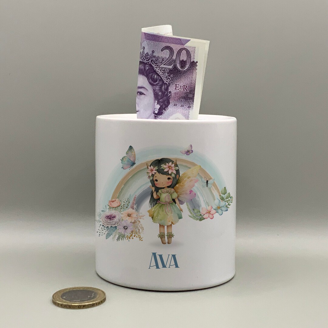 Fairy Rainbow, Personalised Fairy Rainbow Moneybox, Savings Fund ...