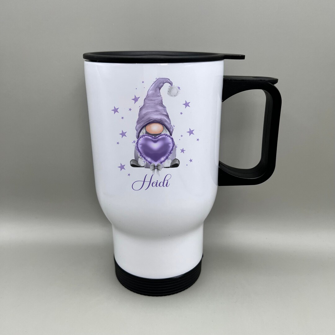 Personalised Purple GONK Travel Mug, Thermal Travel Mug, Double Walled ...