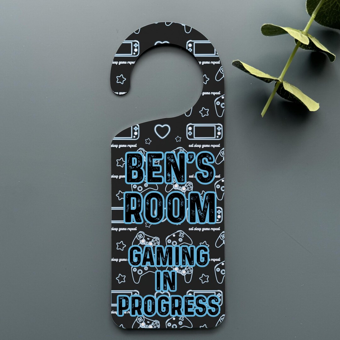 Personalised Bedroom Door Hanger, Gamer Room Decor, Gamer Door Sign ...