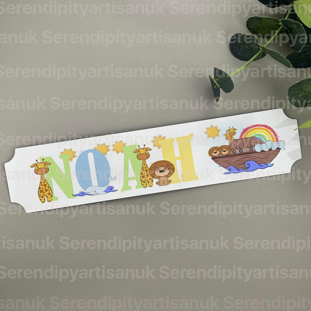 Personalised Noah’s Ark, Jungle Alphabet Aluminium Nursery Door Sign ...
