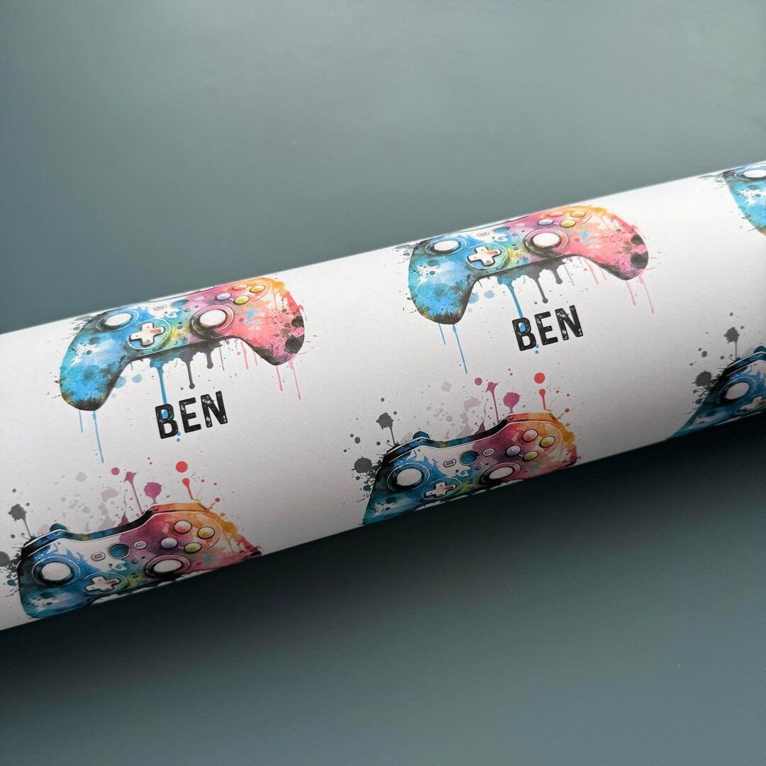 Personalised Gamer Gift Wrap, Gamer Wrapping Paper, Personalised With a ...