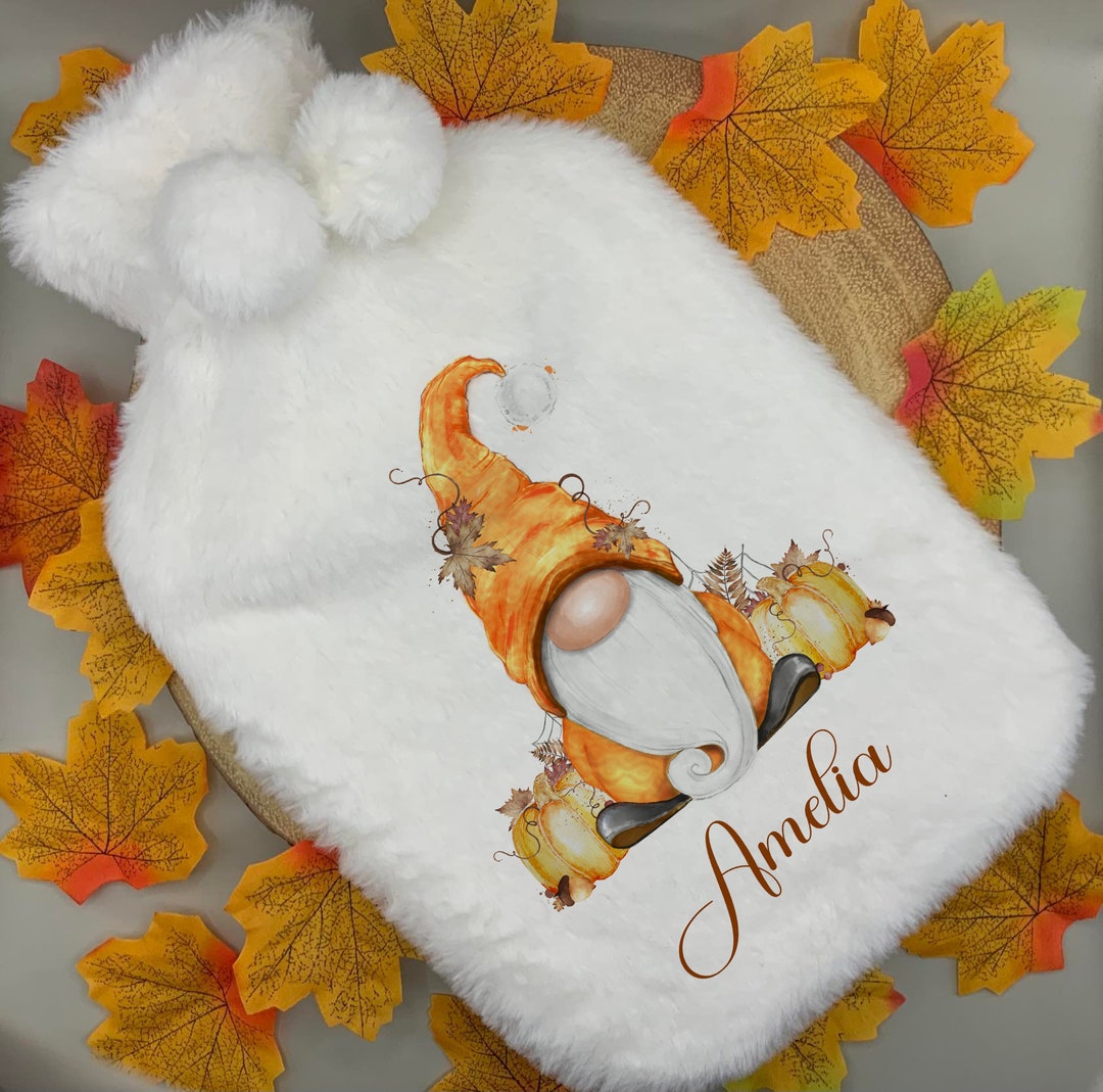 Personalised Gonk Hot Water Bottle, Includes Personalised Cover, Bottle ...