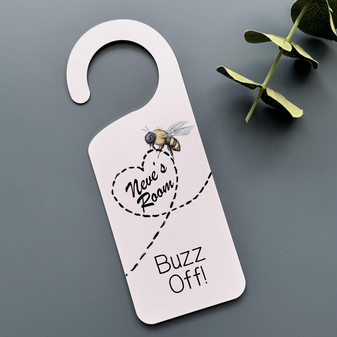 Bee Door Sign, Personalised Bedroom Door Hanger, Bee Decor, Bee Door ...