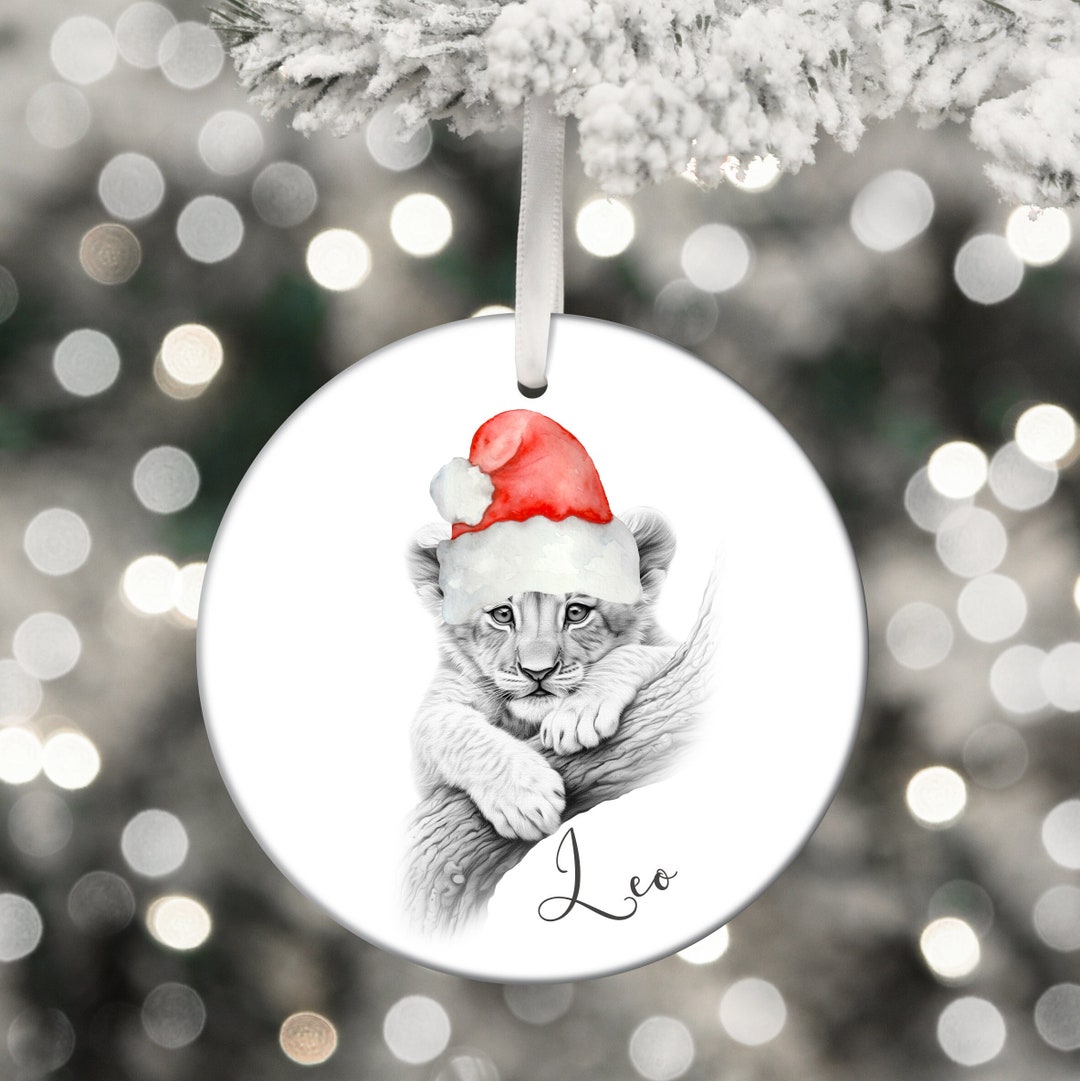 Personalised Lion Cub Christmas Tree Ornament, Lion Cub Ornament ...