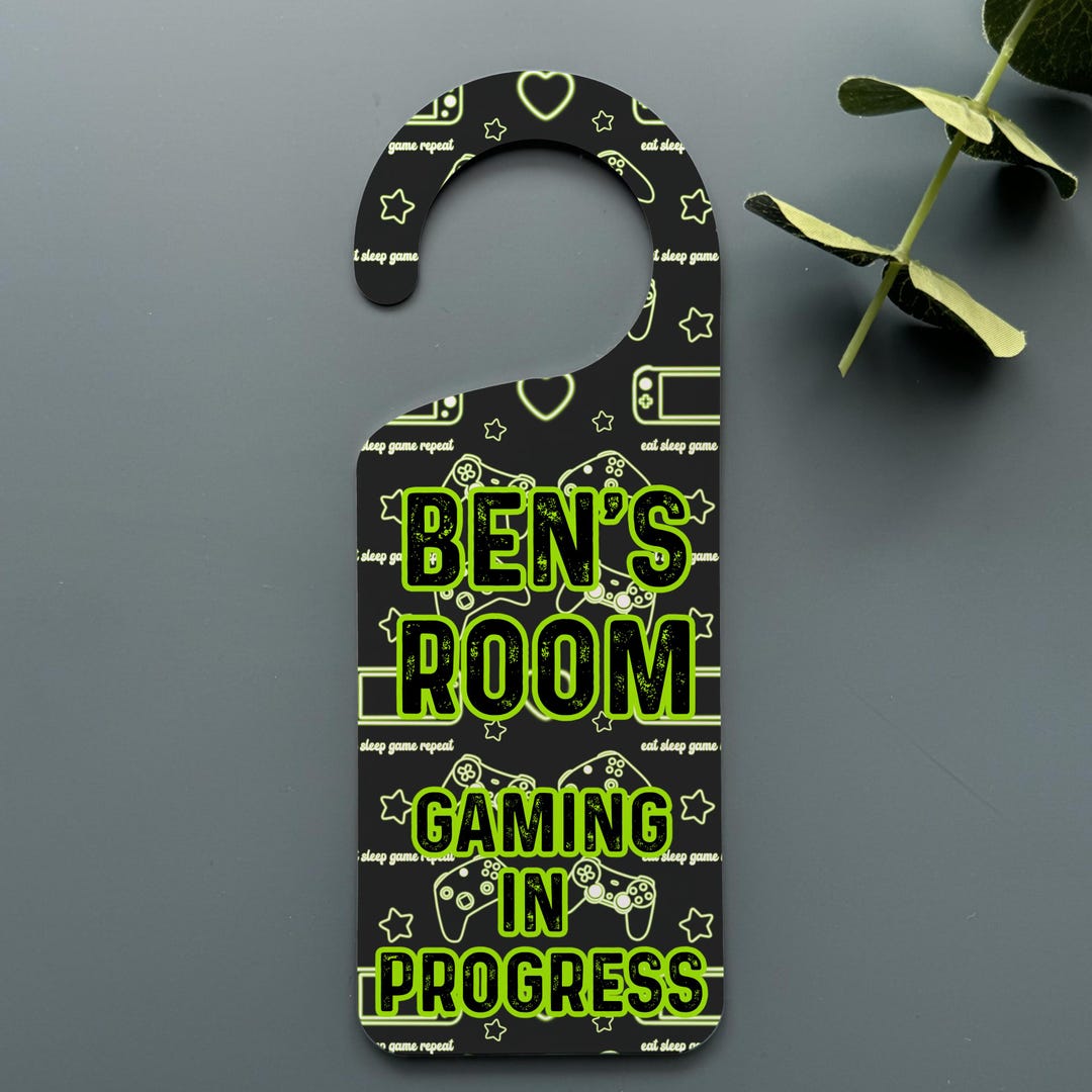 Personalised Bedroom Door Hanger, Gamer Room Decor, Gamer Door Sign ...