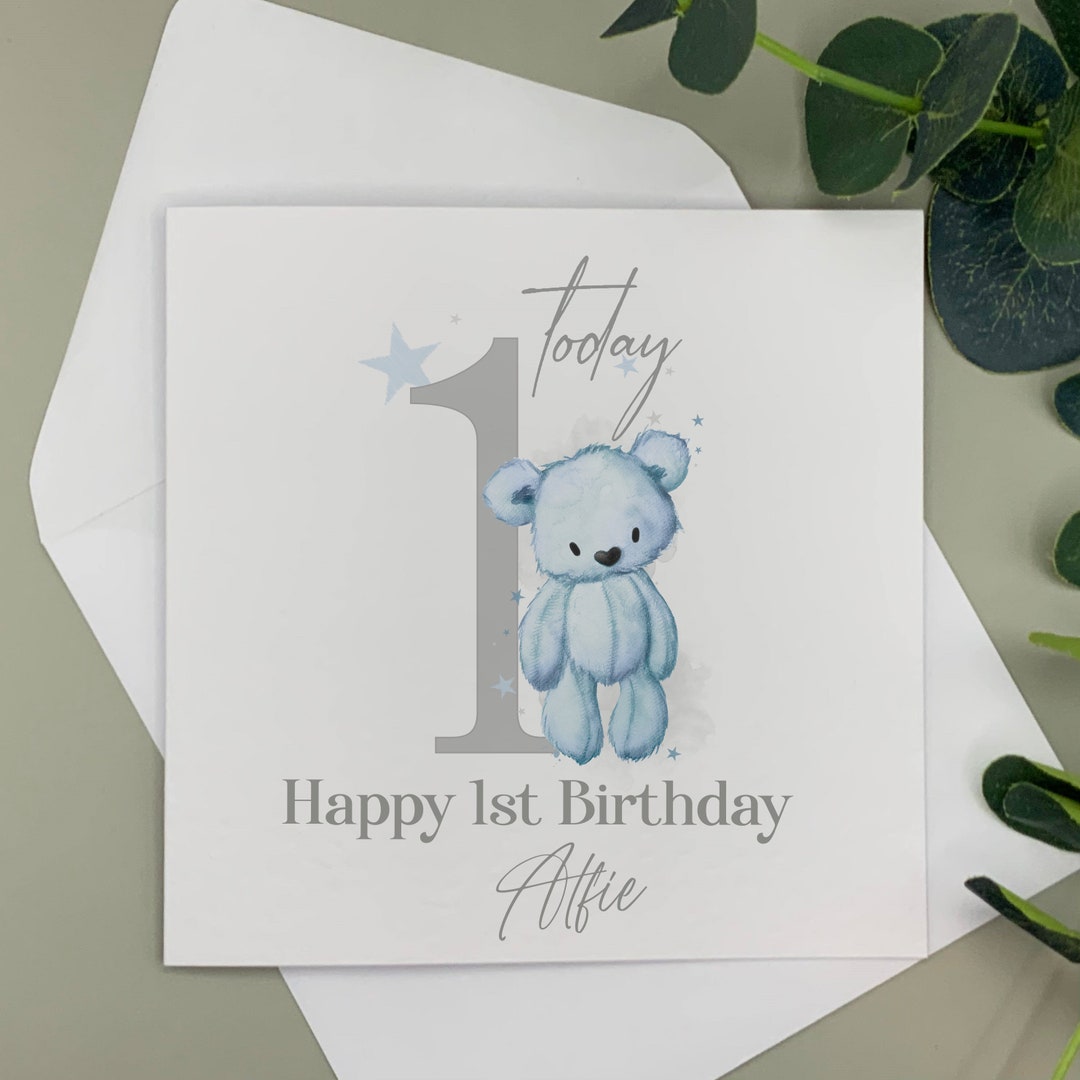 Teddy Bear Birthday Card, 1st Birthday Card, 2nd Birthday Card, 3rd ...