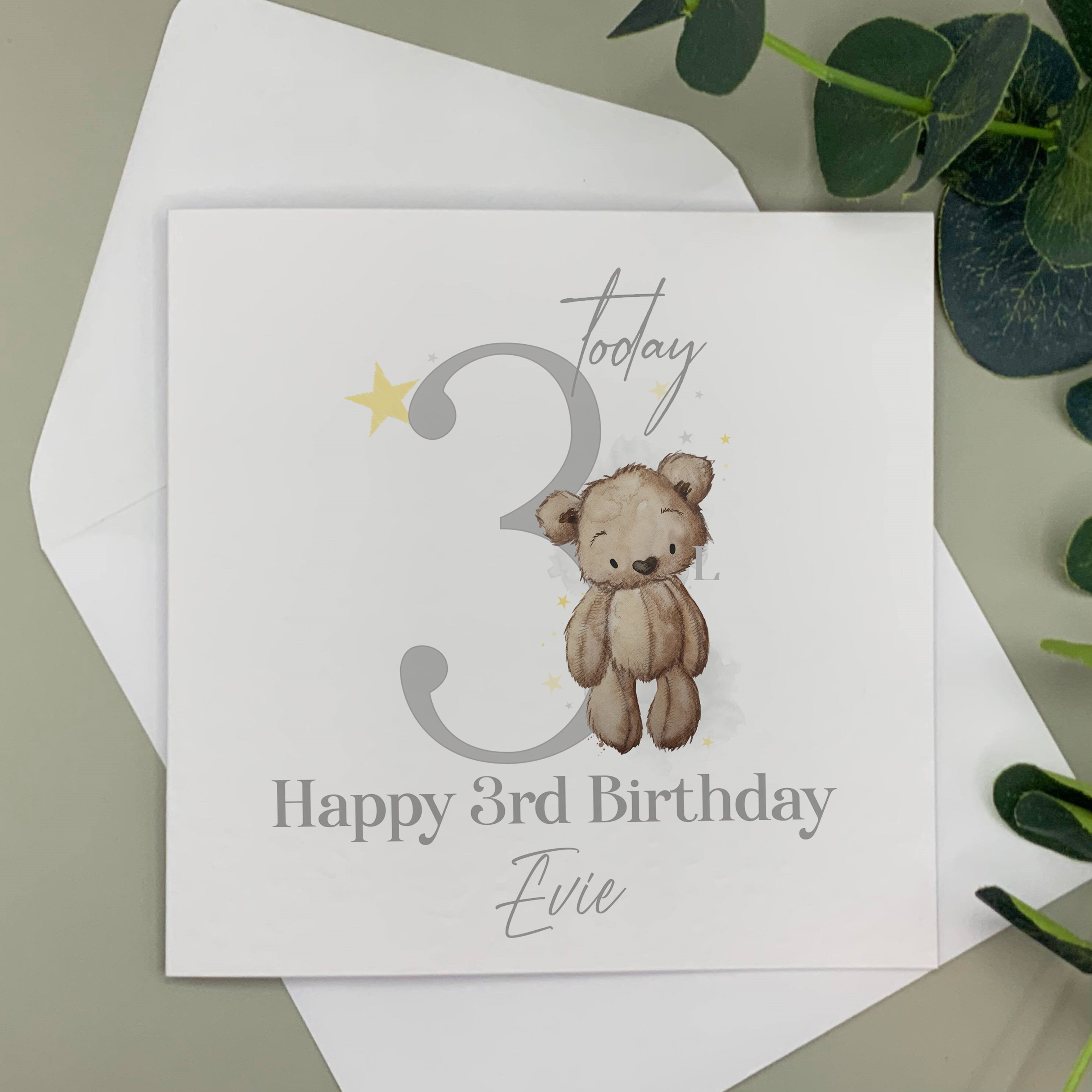 Teddy Bear Birthday Card, 1st Birthday Card, 2nd Birthday Card, 3rd ...