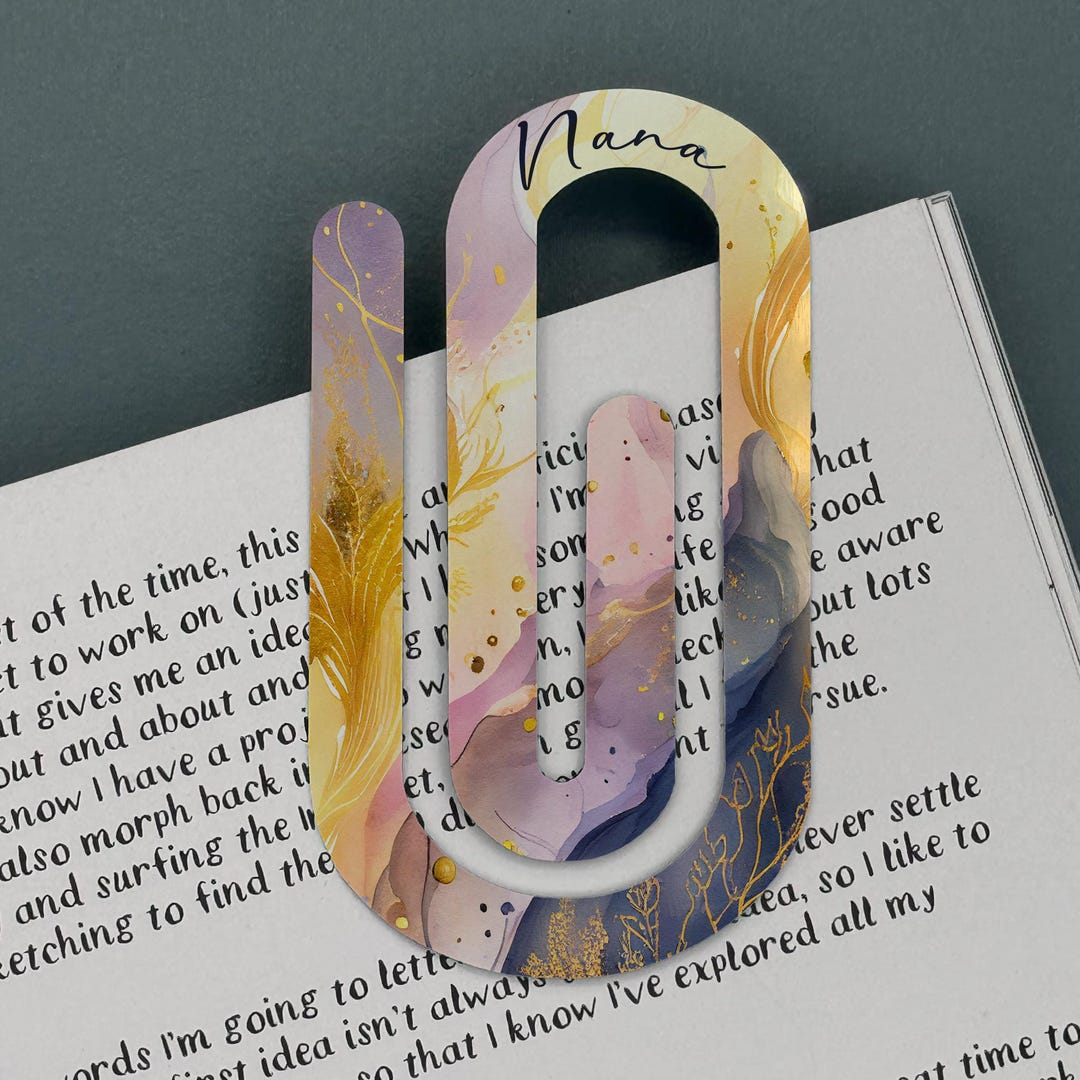 Personalised Giant Paperclip Metal Bookmark, Watercolour Paperclip ...